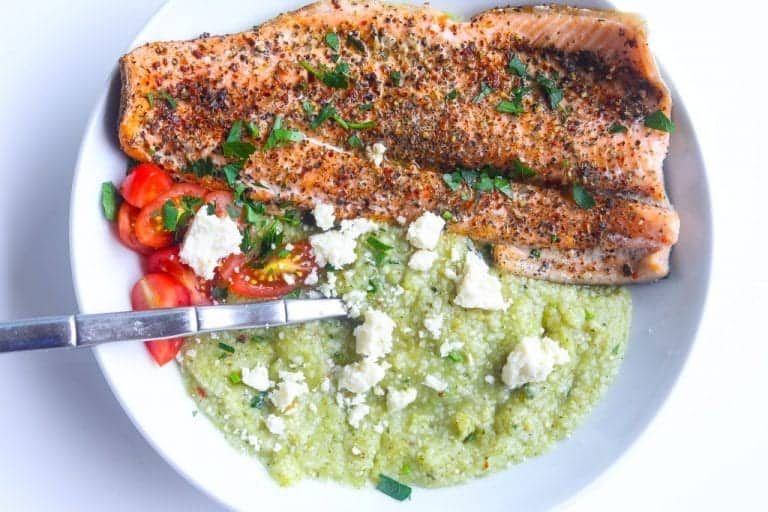 Fish and Grits w/ Green Zhug Sauce