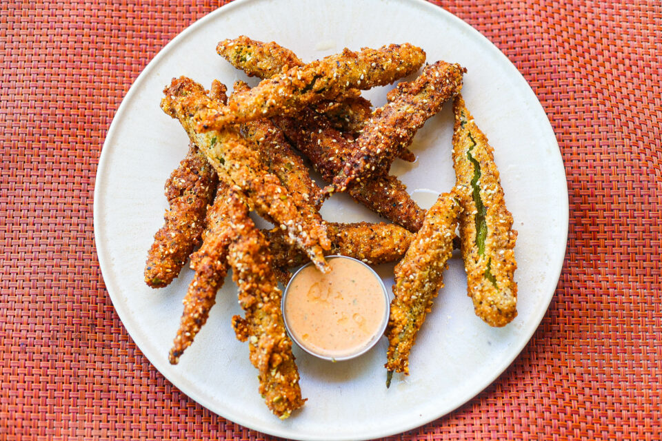Pan Fried Whole Okra with Crispy Crust - Food Fidelity